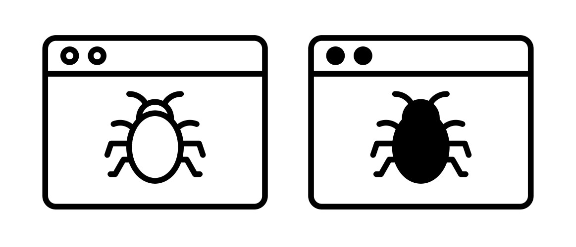 Bug icon set malware computer virus symbol Vector Image