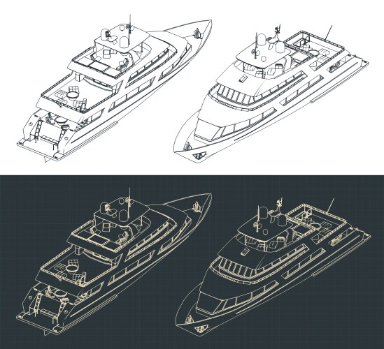 Boat isometric drawings Royalty Free Vector Image