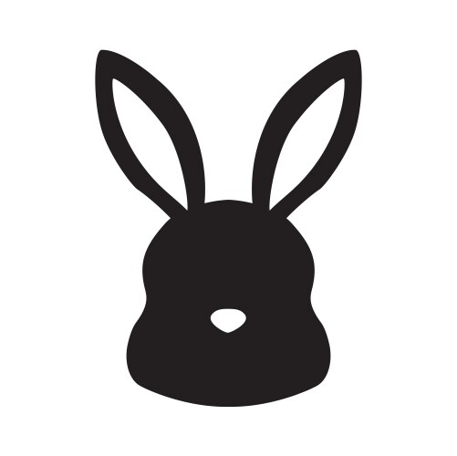Rabbit face silhouette clipart icon cute Vector Image