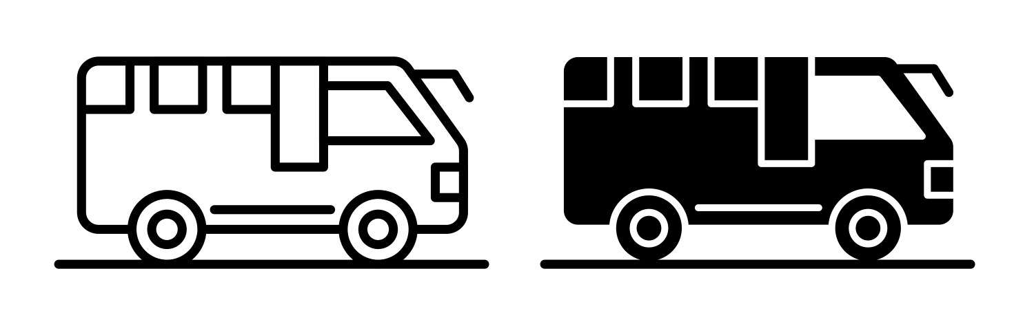 Bus coach icon set shuttle side symbol Royalty Free Vector