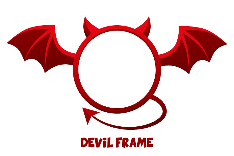 Cartoon red devil frame square cute demon Vector Image