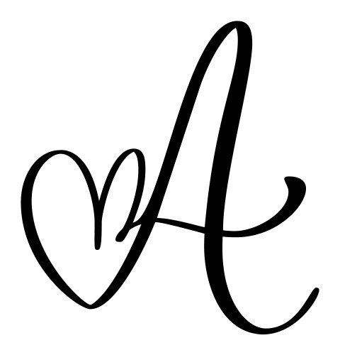 Handwritten heart calligraphy monogram alphabet Vector Image