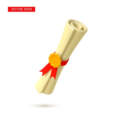 3d diploma scroll with graduation cap Royalty Free Vector
