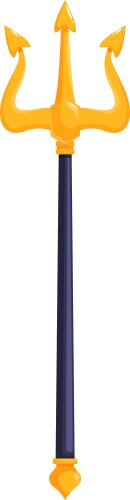 Cartoon trident standing upright isolated on white