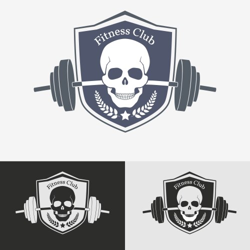 Hard work bodybuilding emblem logo Royalty Free Vector Image