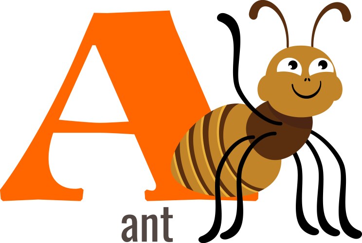 Cartoon Ant Letter A Royalty Free Vector Image