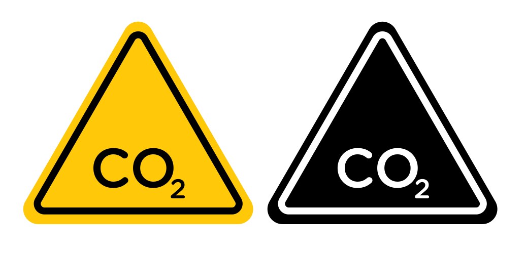 Co2 warning sign icon set alert for carbon Vector Image