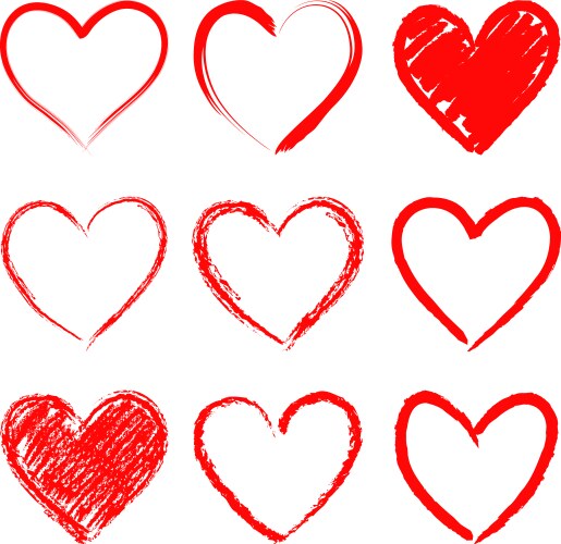 Hearts drawing set Royalty Free Vector Image - VectorStock