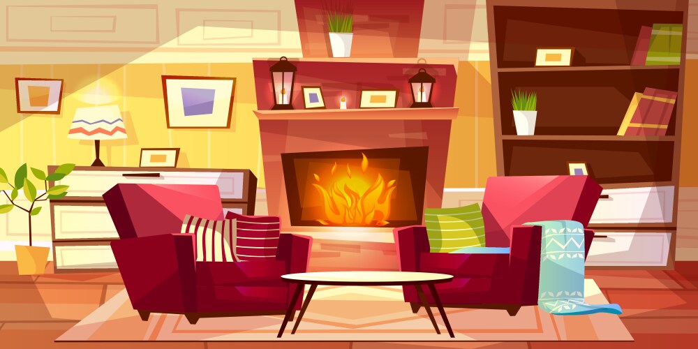 Cartoon living room apartment interior Royalty Free Vector
