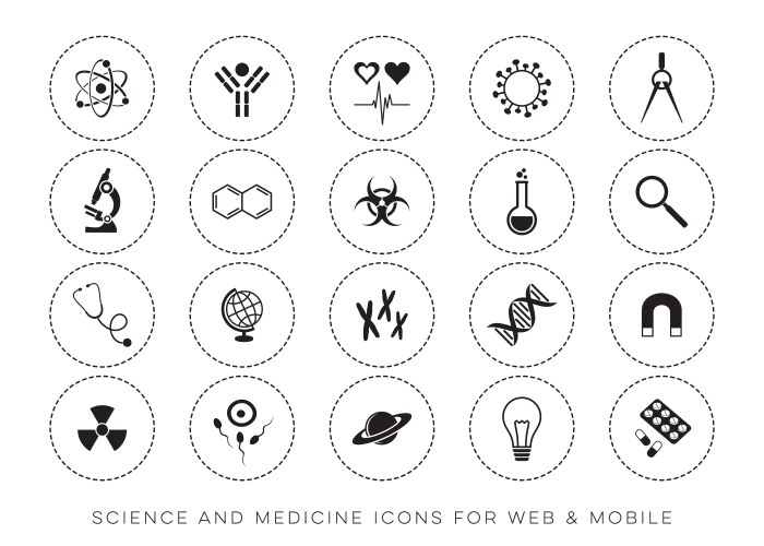 Biology science icons Royalty Free Vector Image