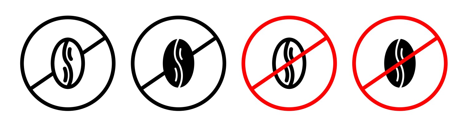 Caffeine free icon set zero coffee Royalty Free Vector Image