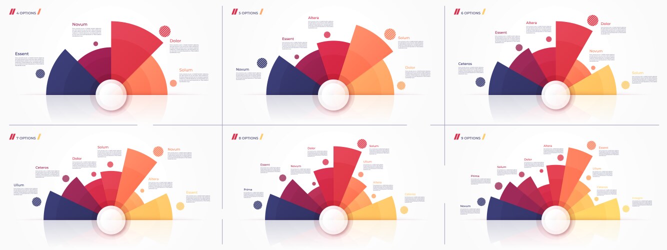 Pie chart concept with 8 parts template Royalty Free Vector