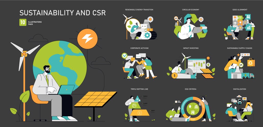 Sustainability and csr Royalty Free Vector Image