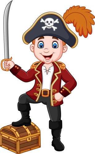 Cartoon little pirate was surfing the ocean Vector Image