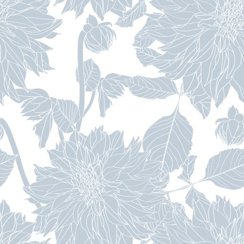 Floral seamless etching pattern flower background Vector Image