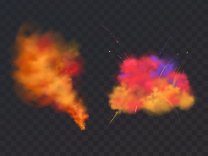 Explosion smoke blast realistic 3d Royalty Free Vector Image