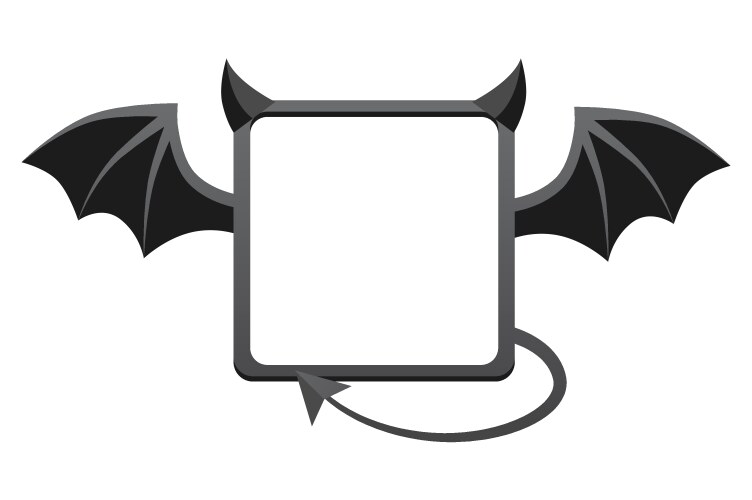 Cartoon red devil frame square cute demon frame Vector Image