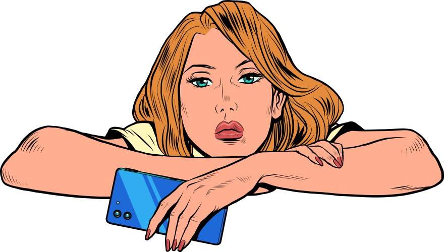 Woman with phone Royalty Free Vector Image - VectorStock