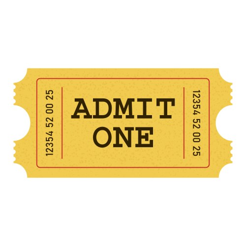 Golden ticket template admit one Royalty Free Vector Image