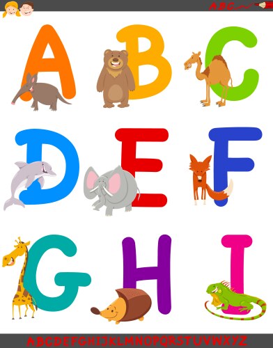 Alphabet animals from a to i Royalty Free Vector Image