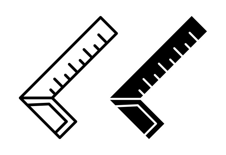 Carpenter ruler icon set measure instrument tool Vector Image