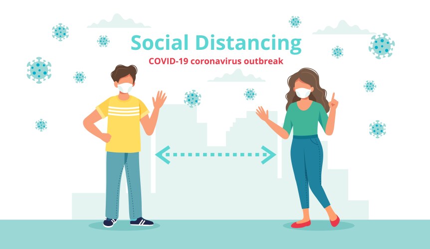 People greeting with social distancing Royalty Free Vector