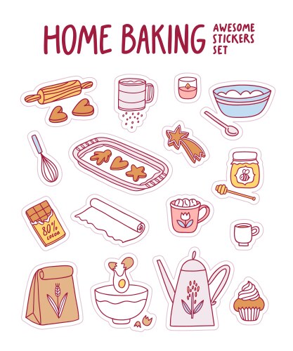 Baking cartoon tools round pattern kitchen Vector Image