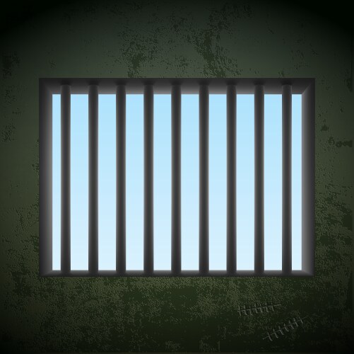 Prison cell with barred windows jail interior Vector Image
