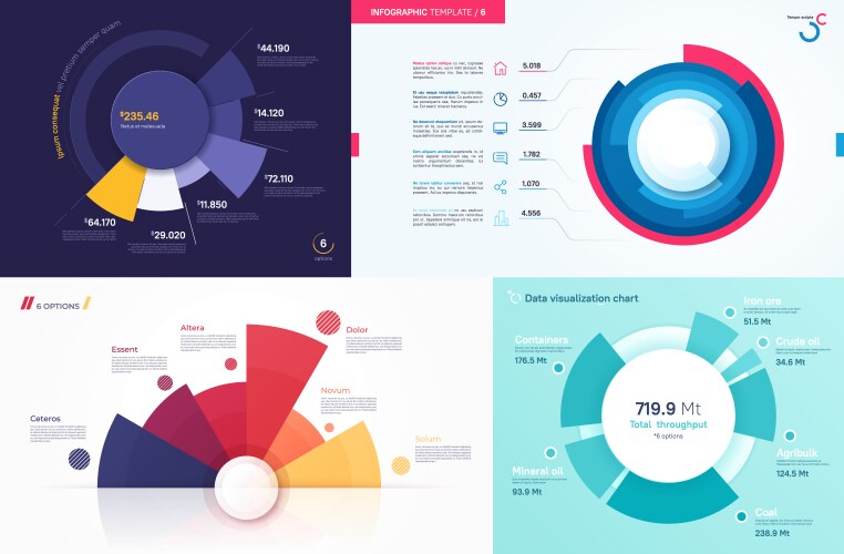 Pie chart concept with 8 parts template Royalty Free Vector