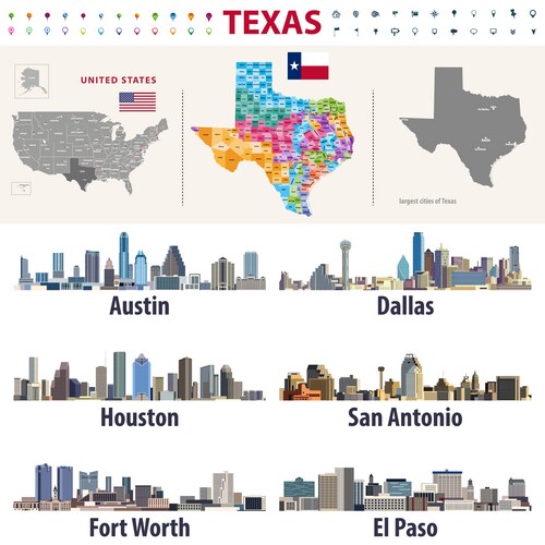 Texas - map Royalty Free Vector Image - VectorStock