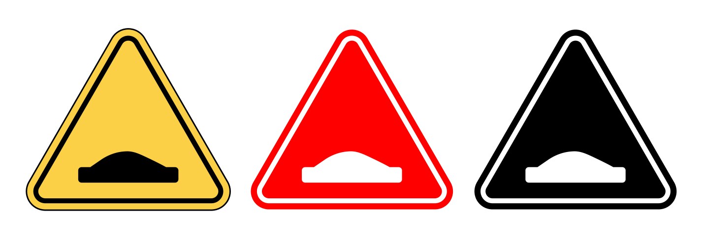Caution speed ramps sign icon set warning Vector Image