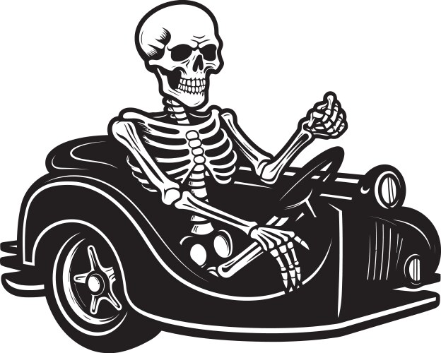 Skele sprint car with skeleton graphic bone Vector Image