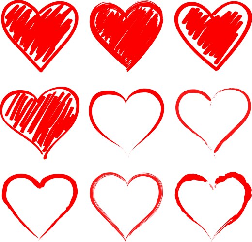 Hearts drawing set Royalty Free Vector Image - VectorStock