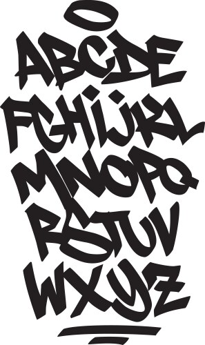 Classic street art graffiti font type alphabet Vector Image