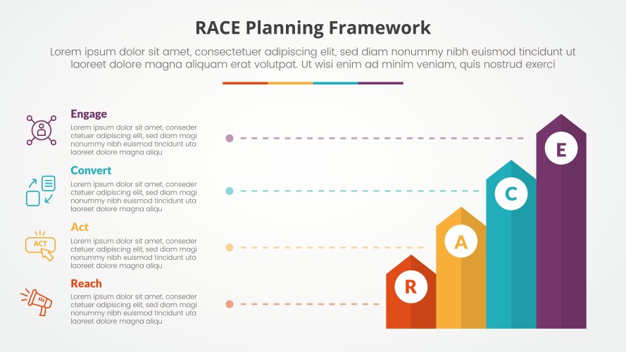 Race framework infographic concept for slide Vector Image