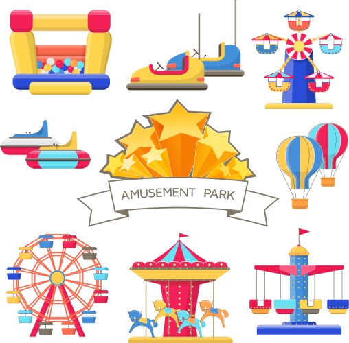 Amusement park template design Royalty Free Vector Image