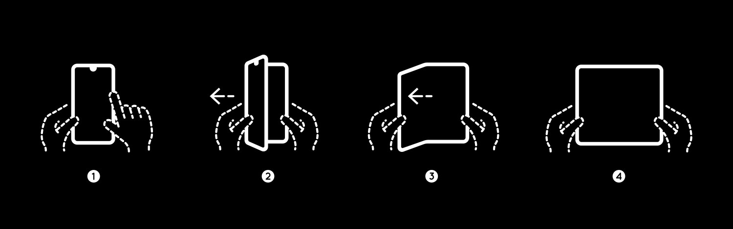 Smart phone tablet with foldable screen step Vector Image