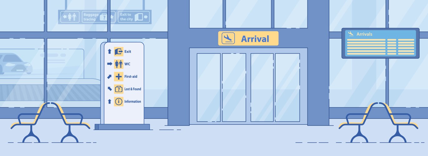 Opposite entrance and exit Royalty Free Vector Image