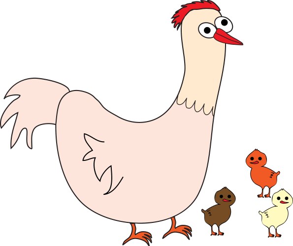 Cute Cartoon Hen Outline Royalty Free Vector Image