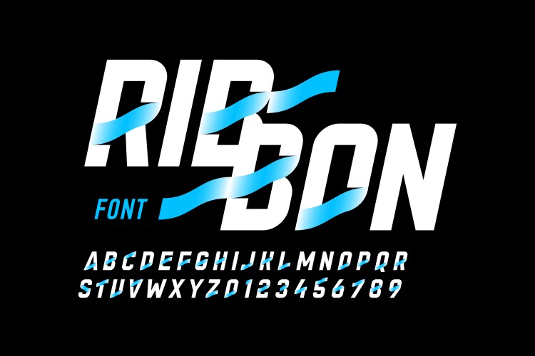 Ribbon style modern font Royalty Free Vector Image