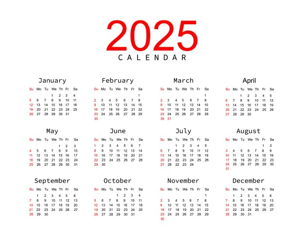 Free 2025 calendar Vector Graphics & Illustrations | VectorStock