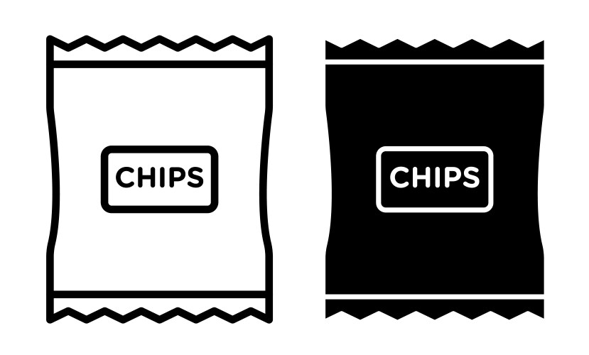 Chips packet icon set snack potato chips bag Vector Image