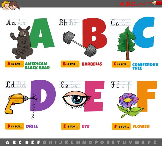 Funny alphabet letters with various designs Vector Image