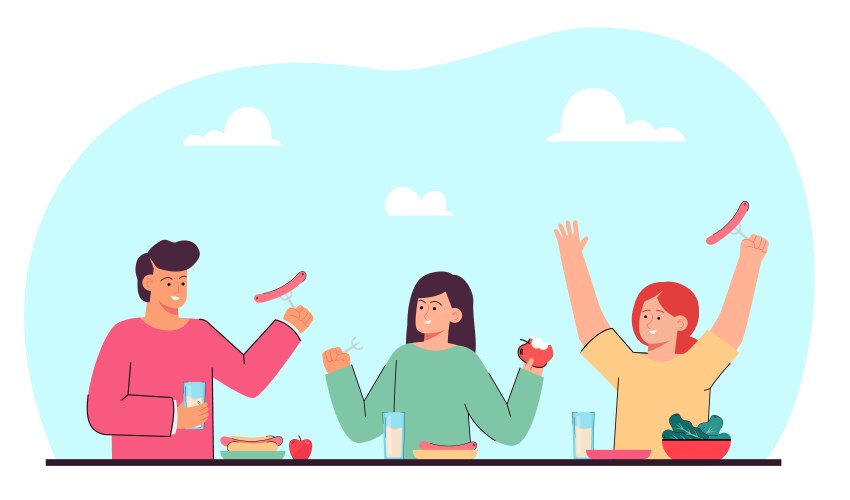 Family lunch happy people eating together Vector Image