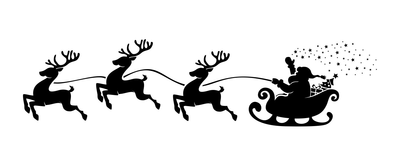 Christmas black silhouette santa riding sleigh Vector Image Christmas black silhouette santa riding sleigh Vector Image
