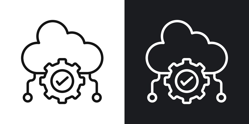 Algorithm icon set in black and white outlines Vector Image