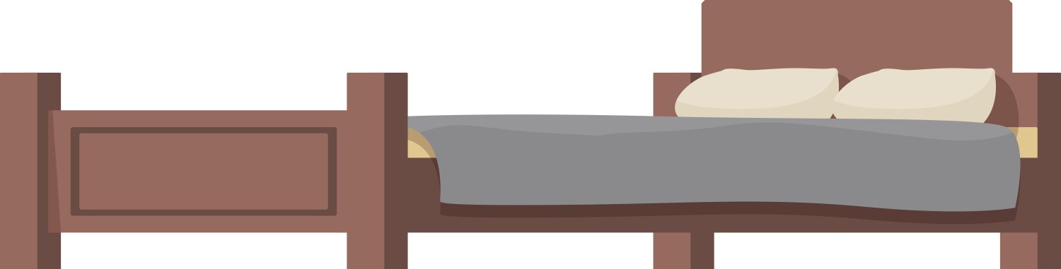 Big double bed with wooden frame standing on the Vector Image