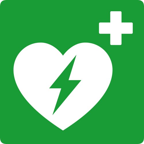 Emergency first aid defibrillator sign Royalty Free Vector