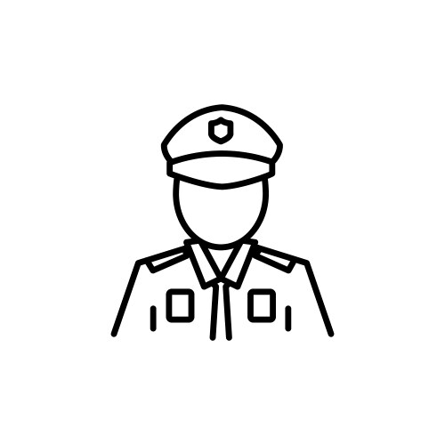 Police icon set security guard symbol policeman Vector Image