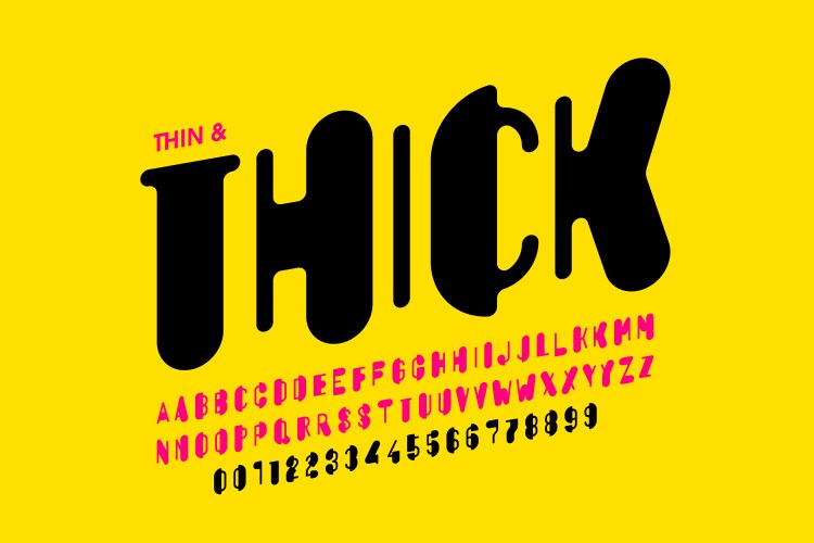 Thick and thin styles font Royalty Free Vector Image